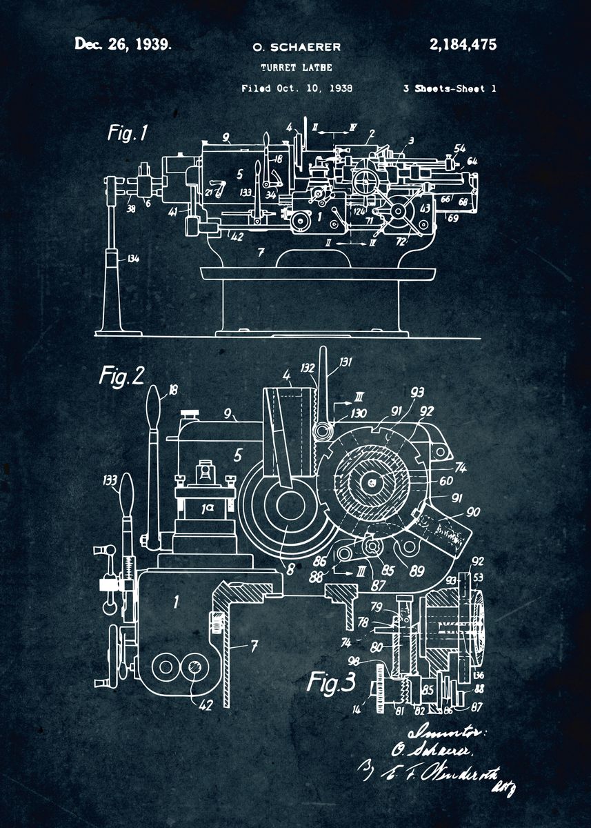 'No551 Turret Lathe' Poster, picture, metal print, paint by Xavier ...