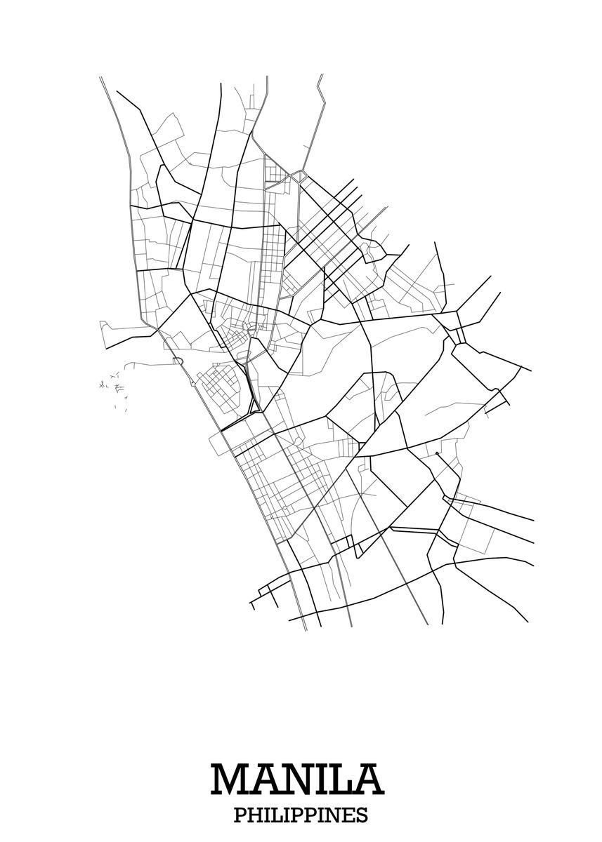 'Manila City map BW' Poster, picture, metal print, paint by EL even ...