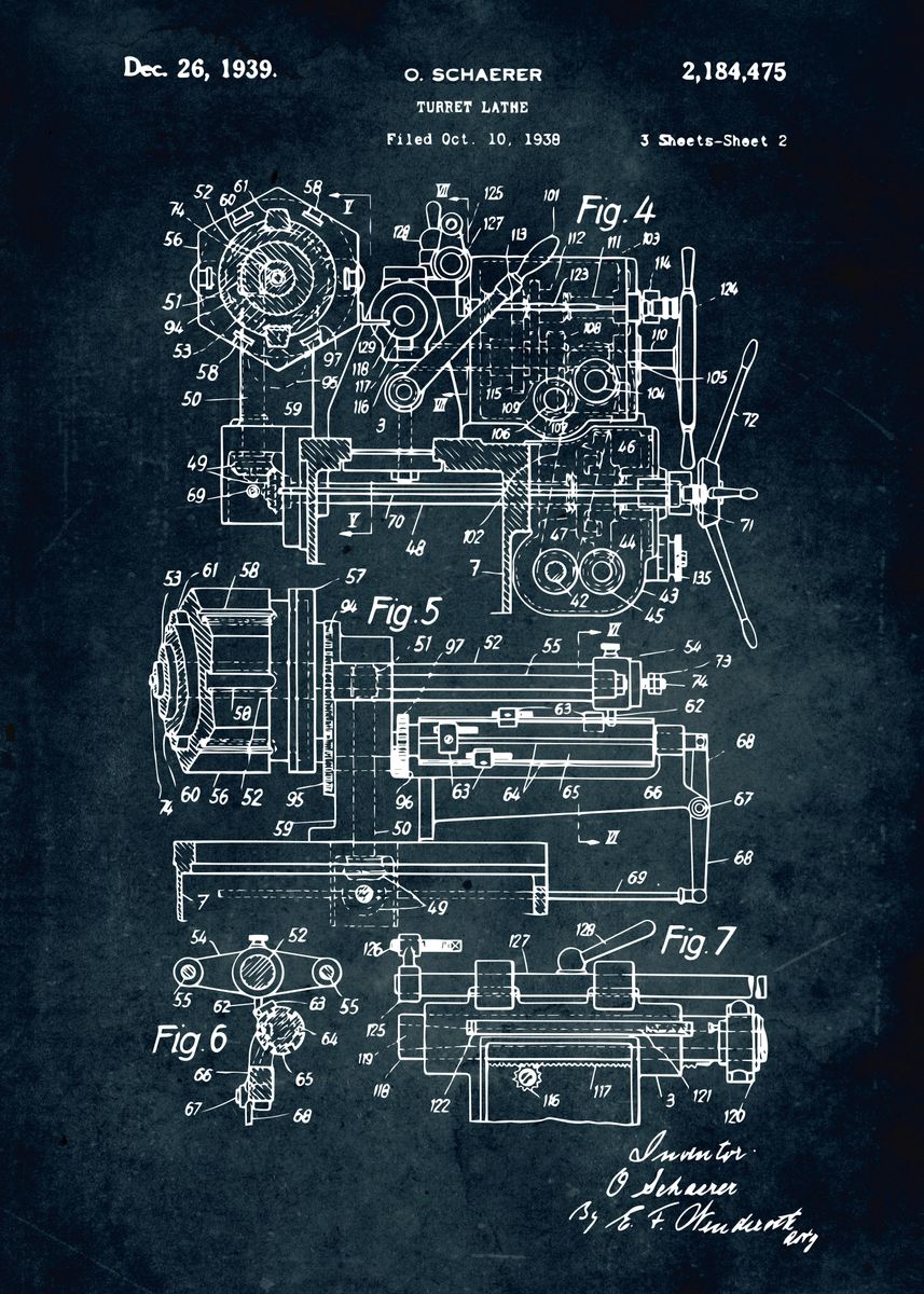 'No552 Turret Lathe' Poster, picture, metal print, paint by Xavier ...