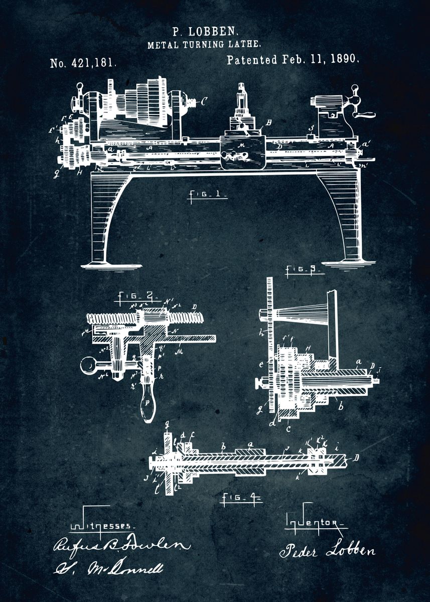 'Metal Turning Lathe' Poster, picture, metal print, paint by Xavier ...