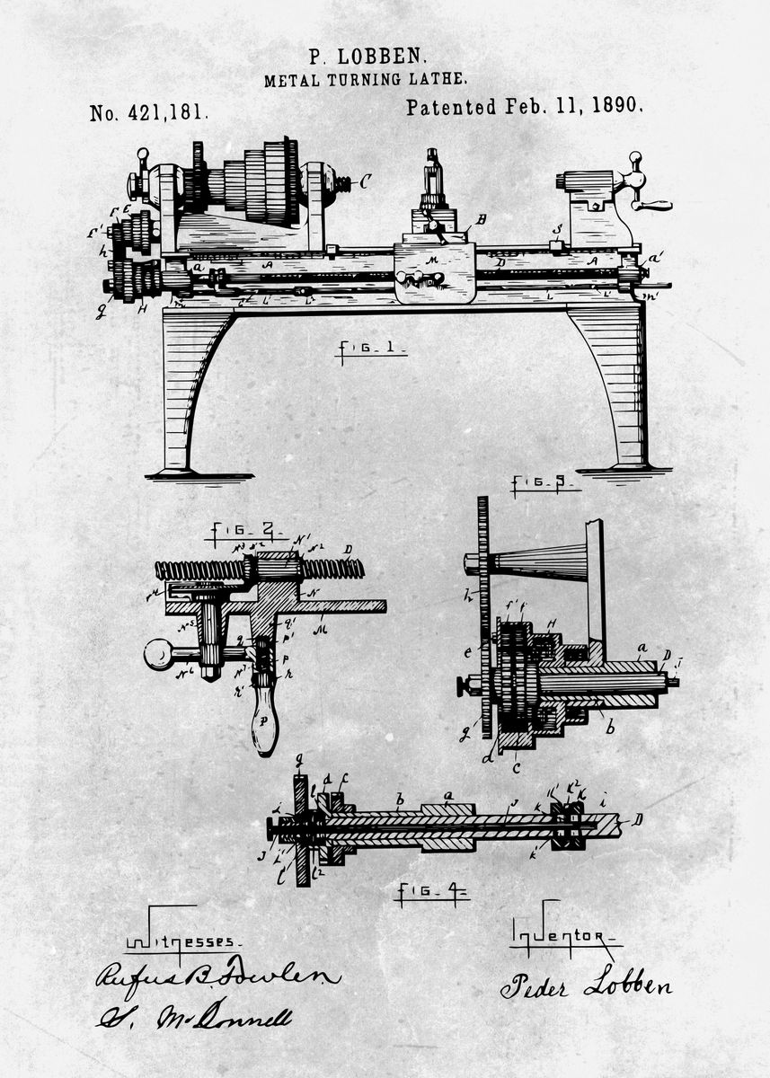 'Metal Turning Lathe' Poster, picture, metal print, paint by Xavier ...