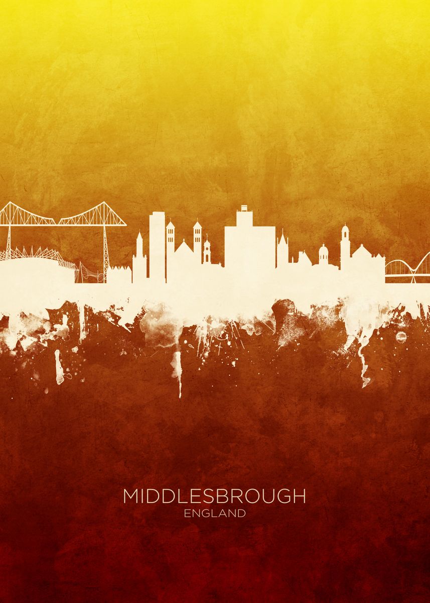 'Middlesbrough Skyline' Poster, picture, metal print, paint by Michael ...