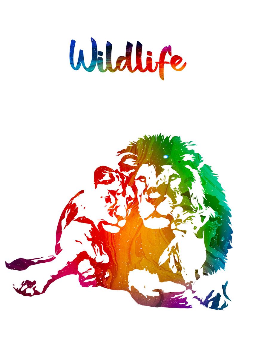 'Lions' Poster, picture, metal print, paint by Printed Artings | Displate