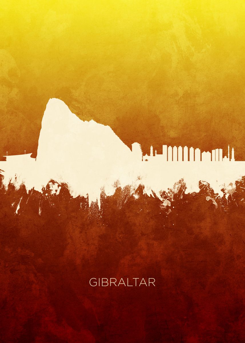 'Gibraltar Skyline' Poster, picture, metal print, paint by Michael ...