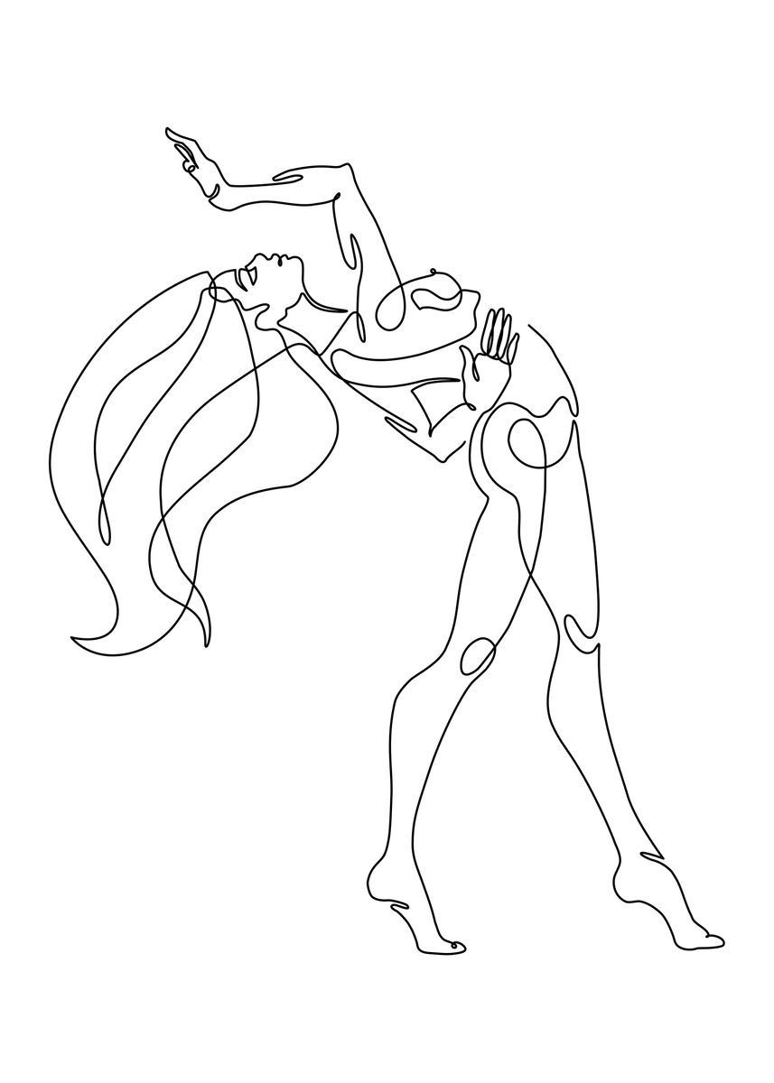 'Minimalistic one line pose' Poster, picture, metal print, paint by ...