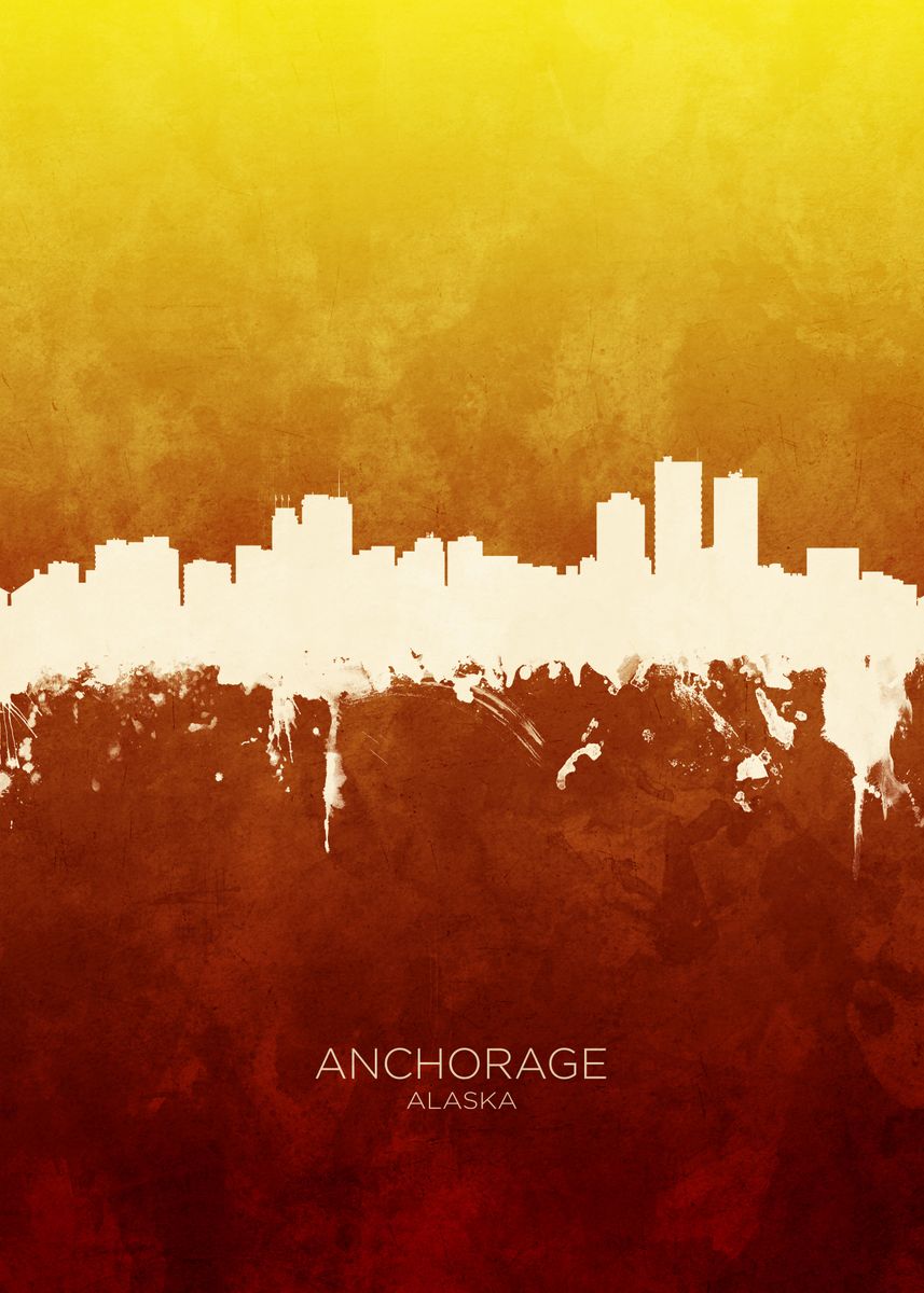 'Anchorage Alaska Skyline' Poster, picture, metal print, paint by ...