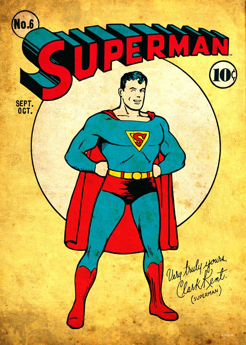 'Superman 6 by Joe Shuster and Paul Cassidy' Poster, picture, metal ...