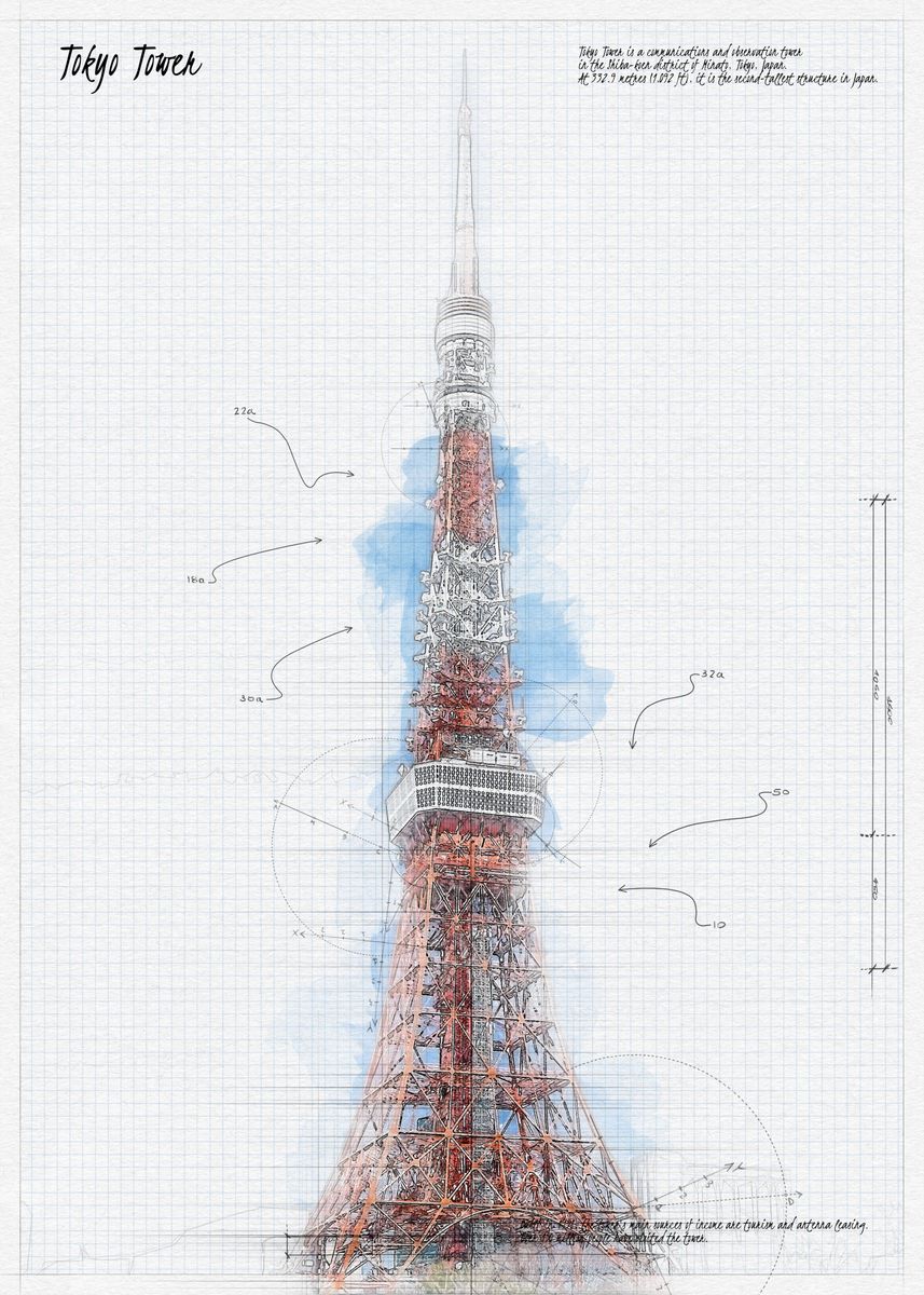 'Tokyo Tower' Poster by NoLapan | Displate