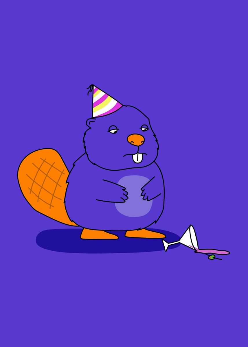 'Party Beaver' Poster, picture, metal print, paint by Connor Smith ...