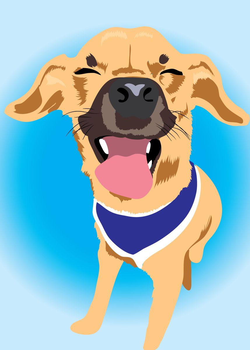 'Happy Dog Blue' Poster, picture, metal print, paint by Paul Cunniff ...