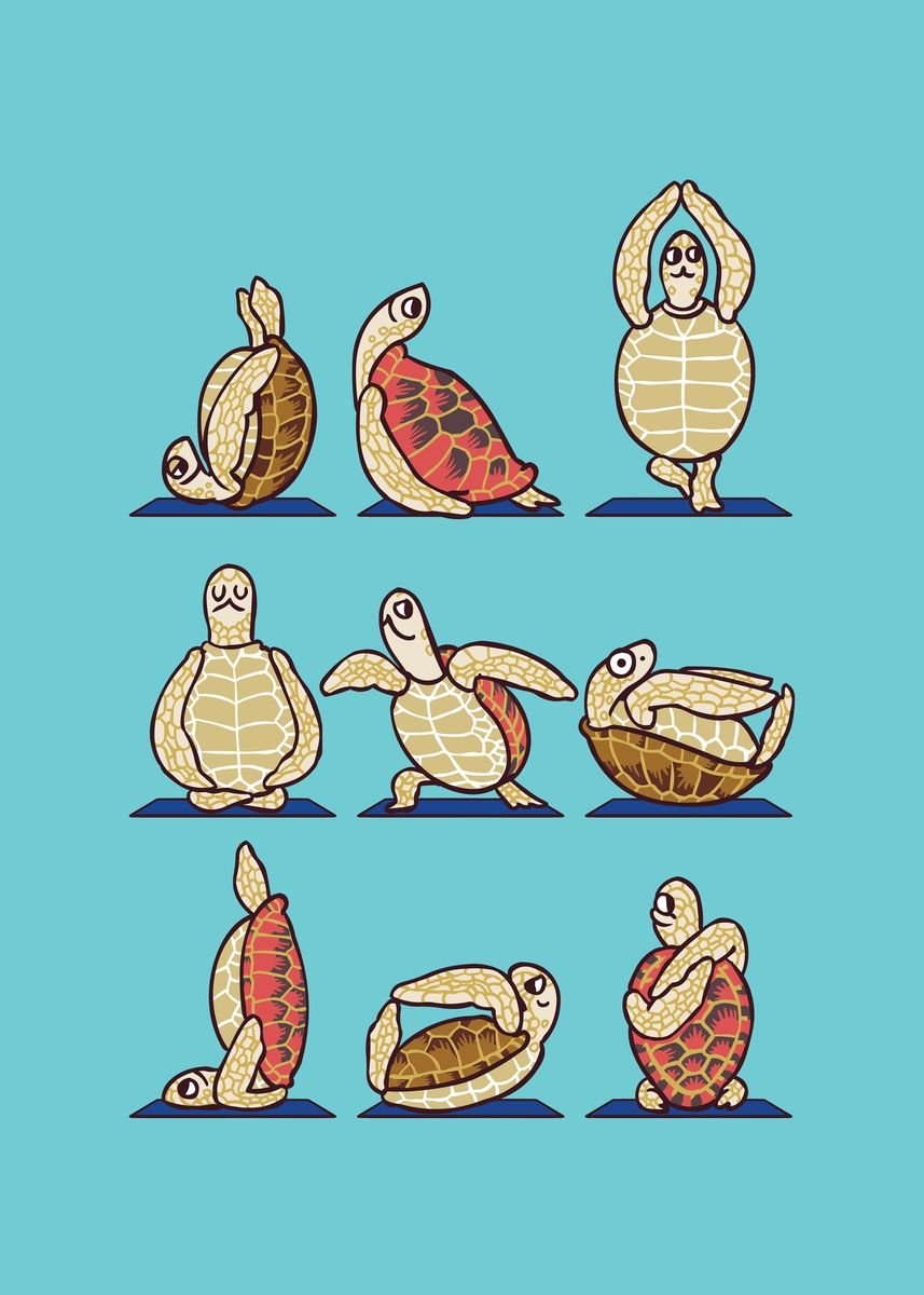 ' Green Sea Turtle Yoga' Poster, picture, metal print, paint by ...