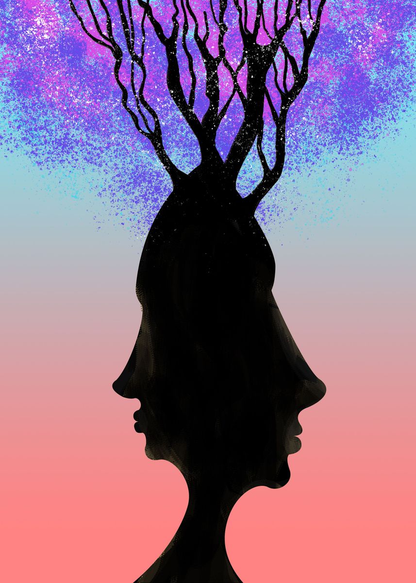 'Tree Couple' Poster, picture, metal print, paint by Argho Basak | Displate