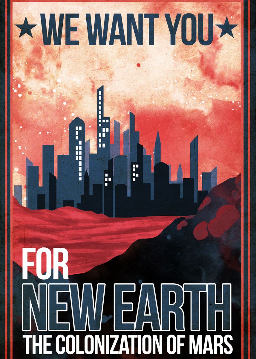 'Colonize Mars' Poster, picture, metal print, paint by Lynx Art ...