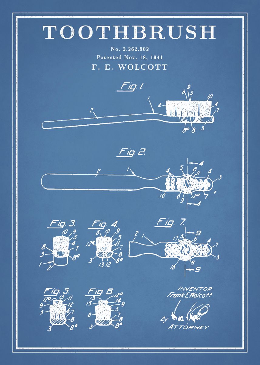 'Toothbrush Bathroom Print' Poster, picture, metal print, paint by ...