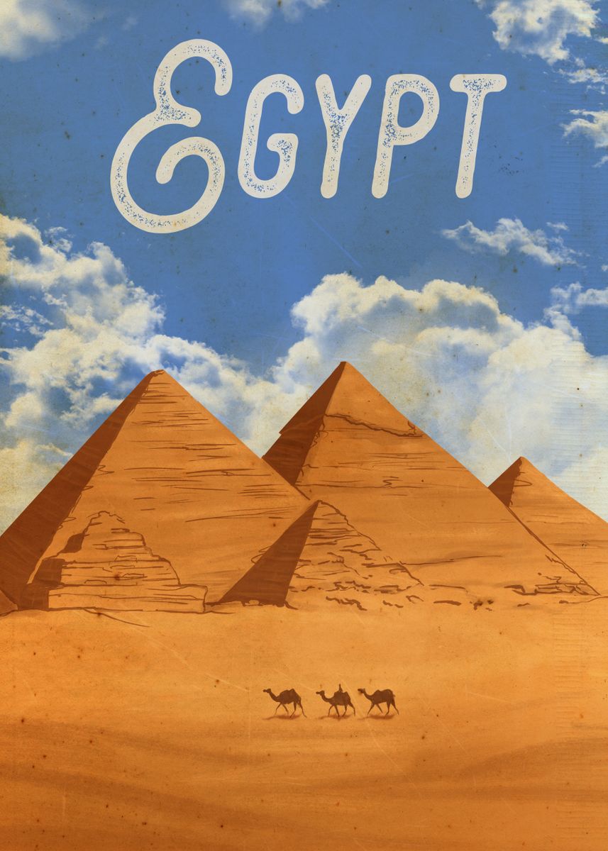 'Egypt Pyramids Travel Art' Poster, picture, metal print, paint by Lynx ...