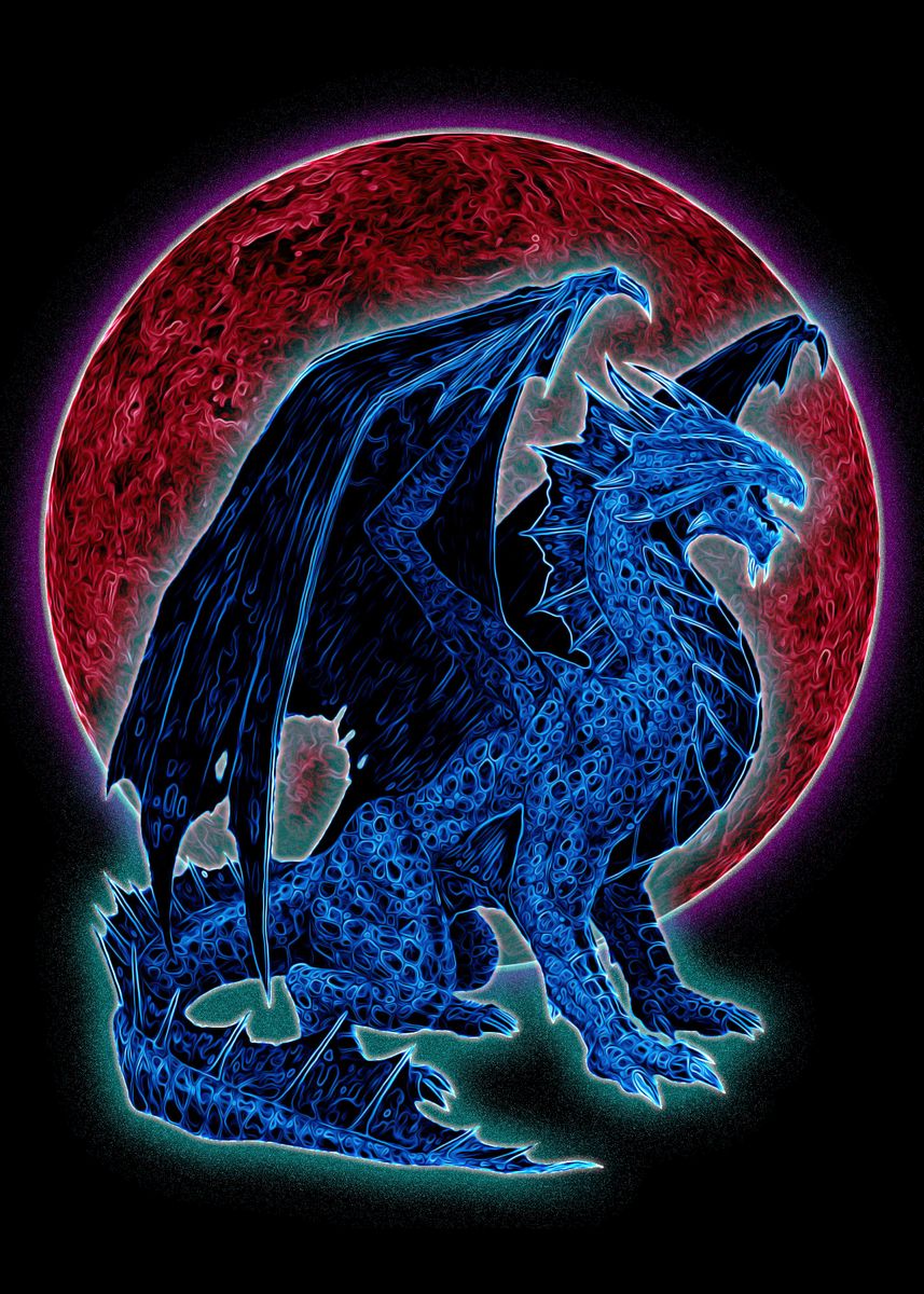 'Blue Ice Dragon' Poster, picture, metal print, paint by Lady zhen ...