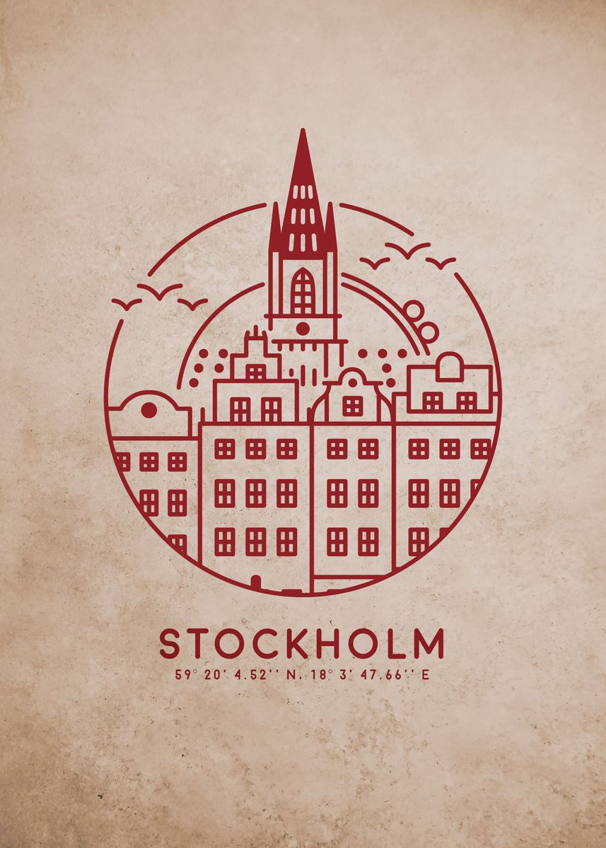 'Stockholm Line Art' Poster, picture, metal print, paint by Oriza Creativa | Displate