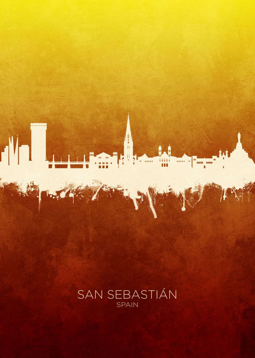 'San Sebastian Skyline' Poster, picture, metal print, paint by Michael ...