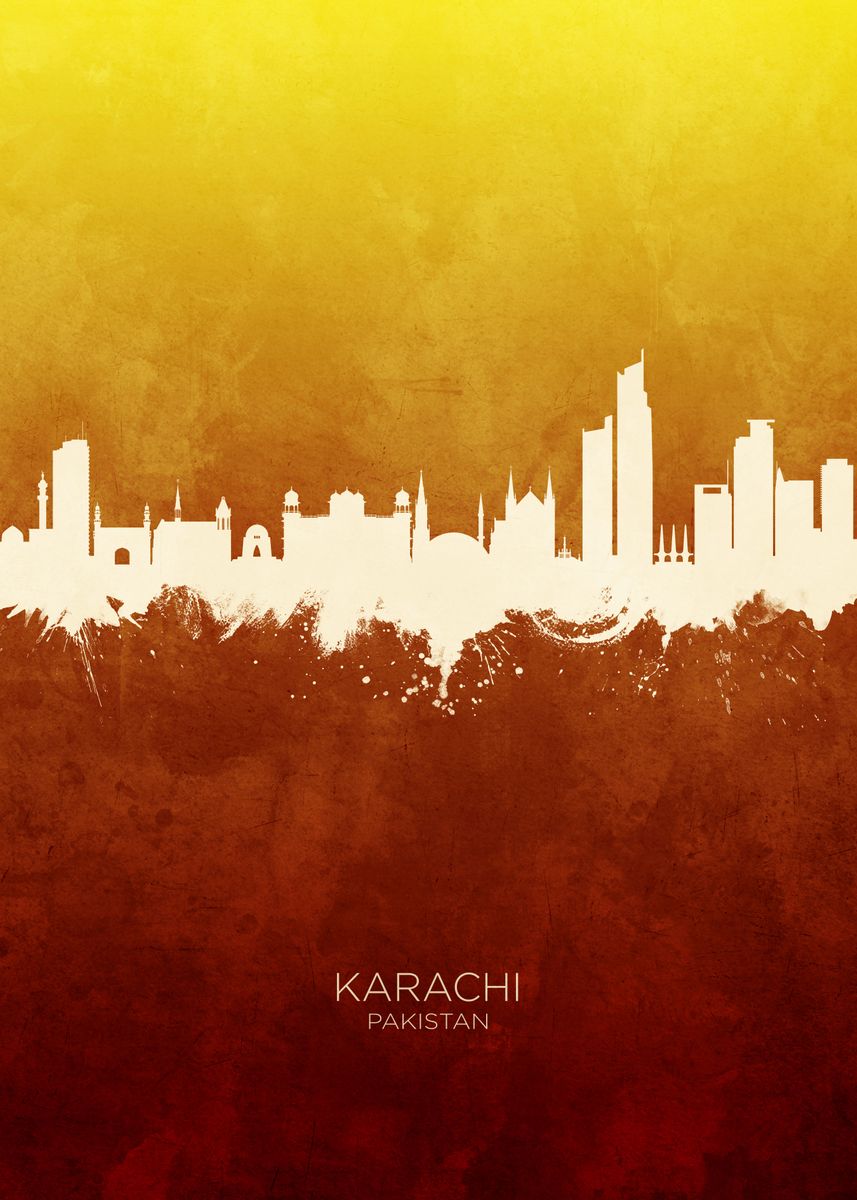 'Karachi Pakistan Skyline' Poster, picture, metal print, paint by ...