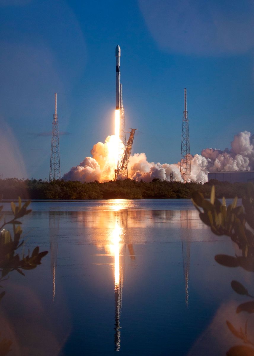 'SpaceX rocket taking off' Poster, picture, metal print, paint by ...