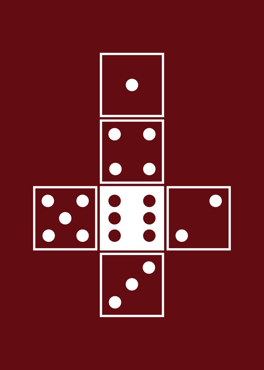 'Red Unrolled D6' Poster by Clark Street Press | Displate