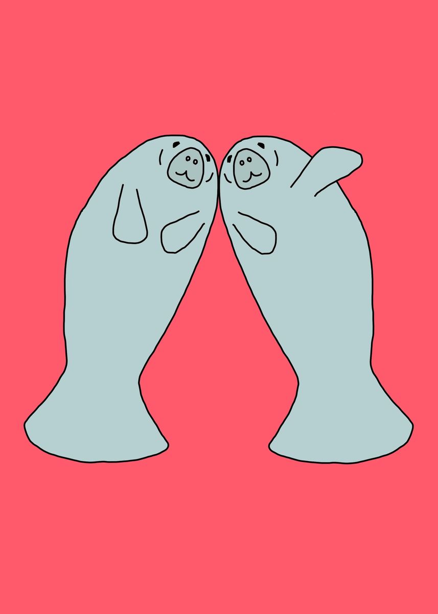 'Hello from Manatees' Poster, picture, metal print, paint by ...