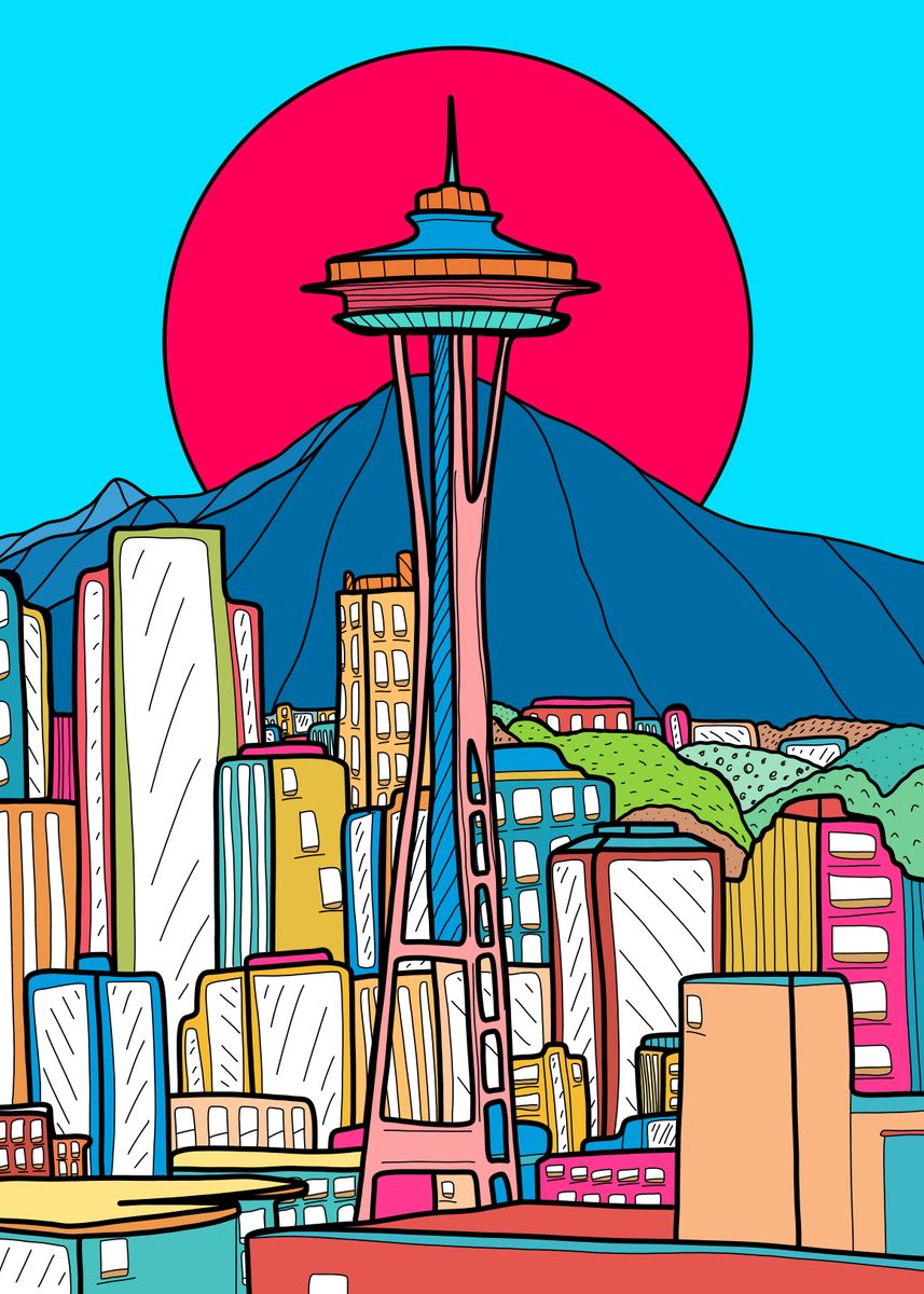 'Seattle tower' Poster, picture, metal print, paint by Steve Wade ...