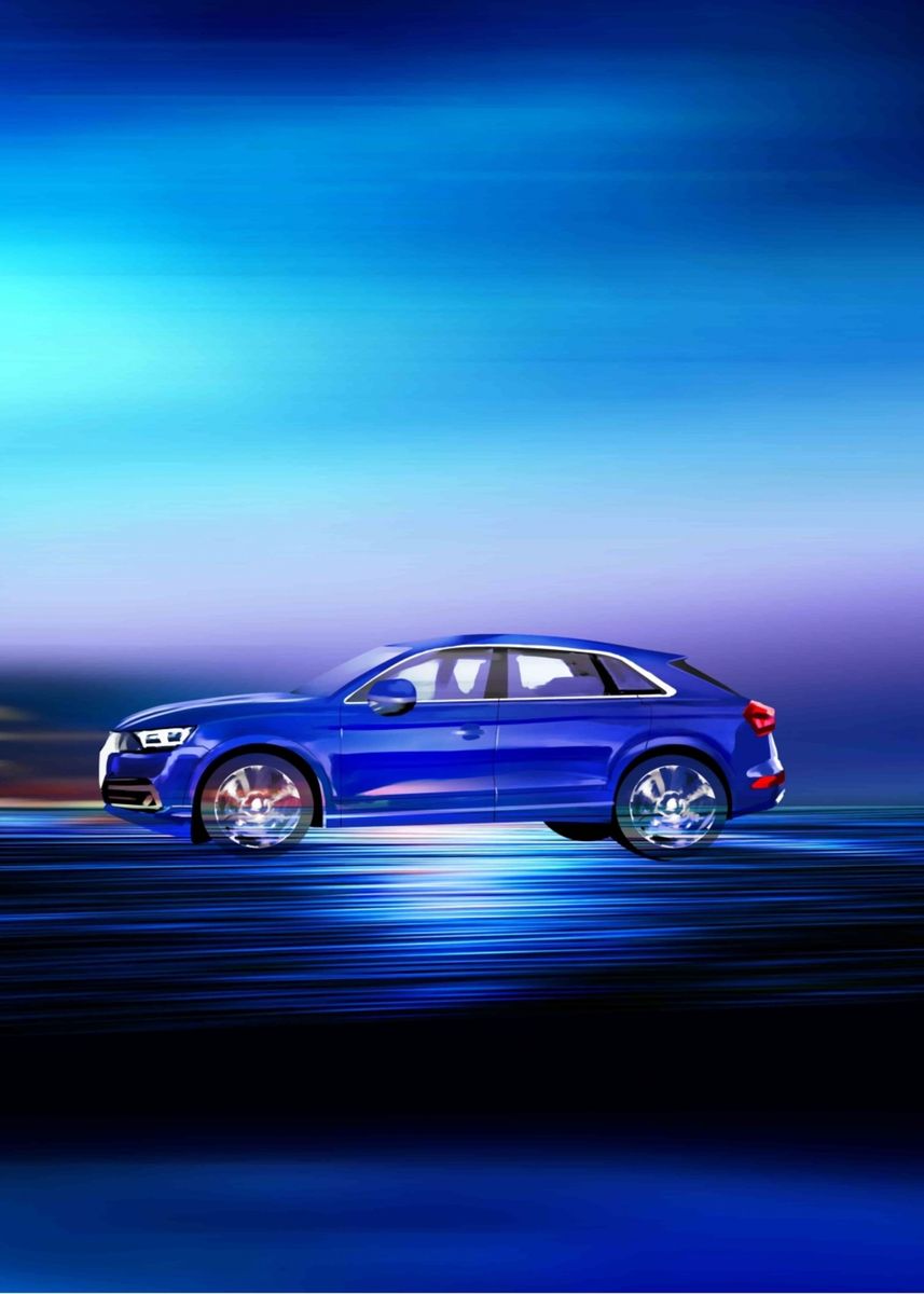 'Blue Car Model' Poster, picture, metal print, paint by Max Ronn | Displate