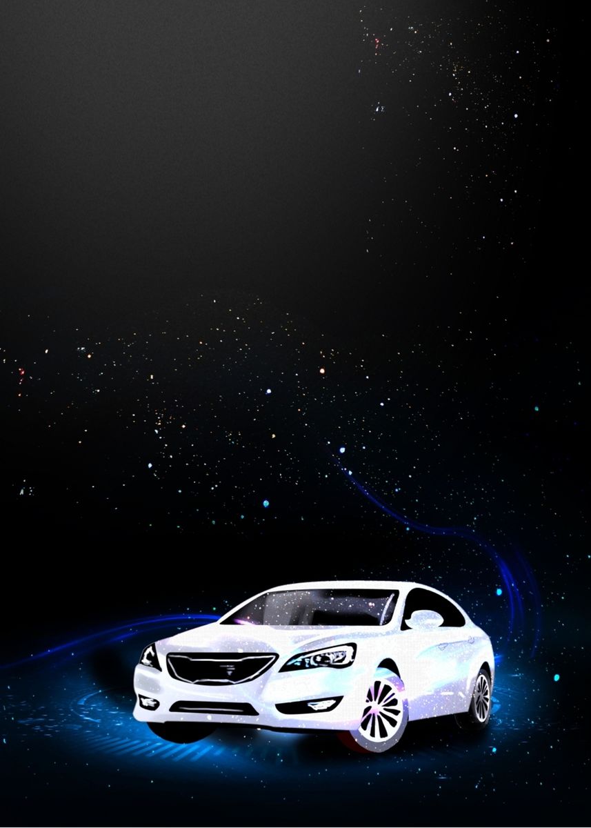 'White Car Starry Sky ' Poster by Max Ronn | Displate