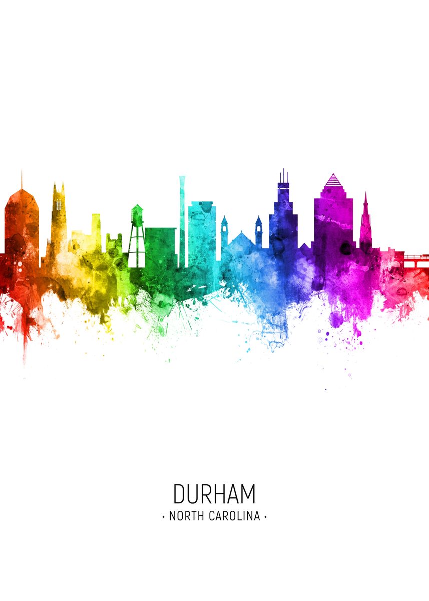 'Durham Skyline' Poster, picture, metal print, paint by Michael ...