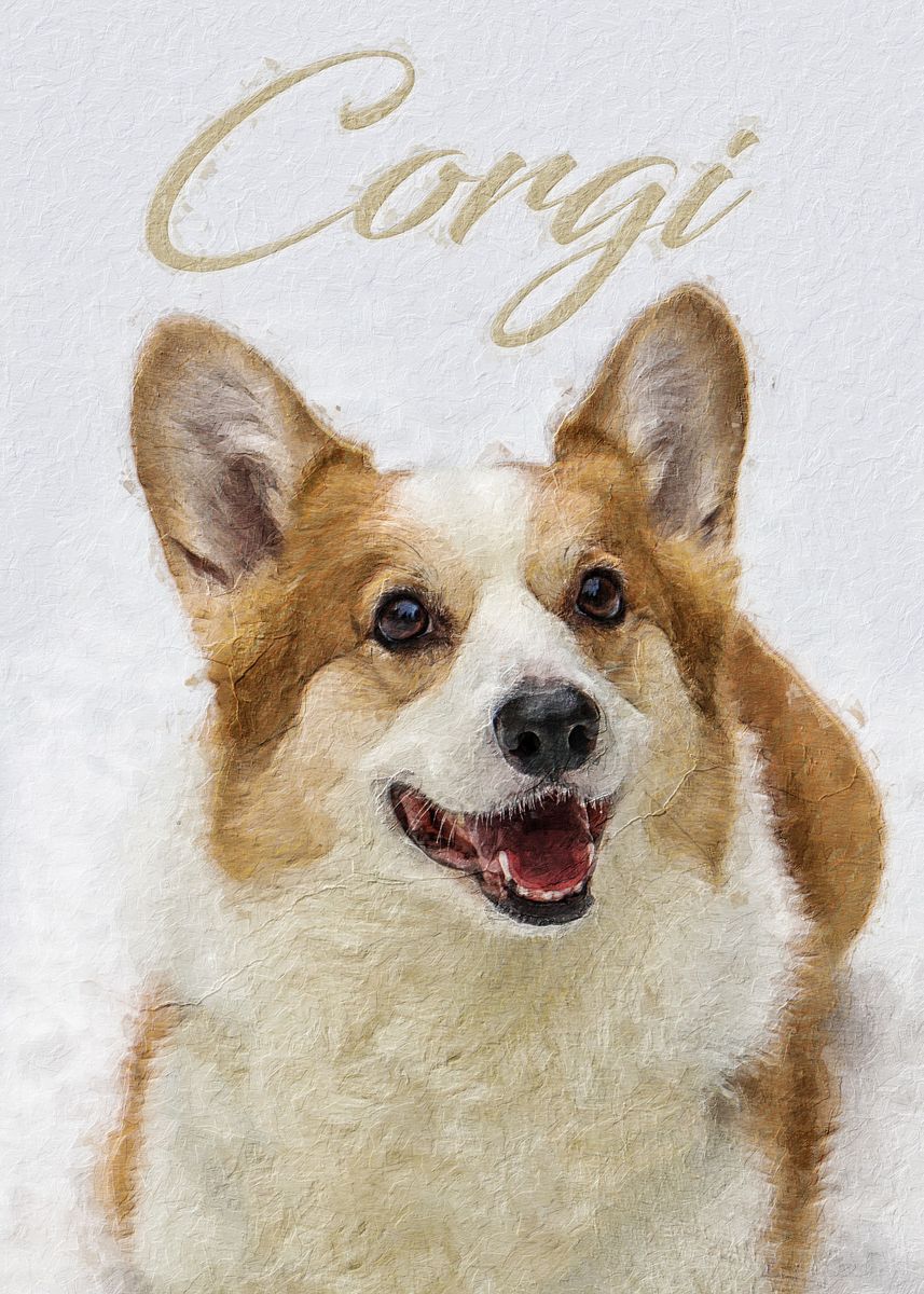 'Corgi dog' Poster, picture, metal print, paint by Kitty Kit | Displate