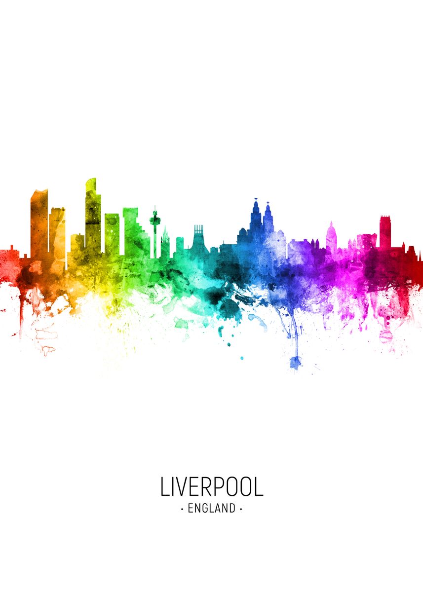 'Liverpool England Skyline' Poster, picture, metal print, paint by ...