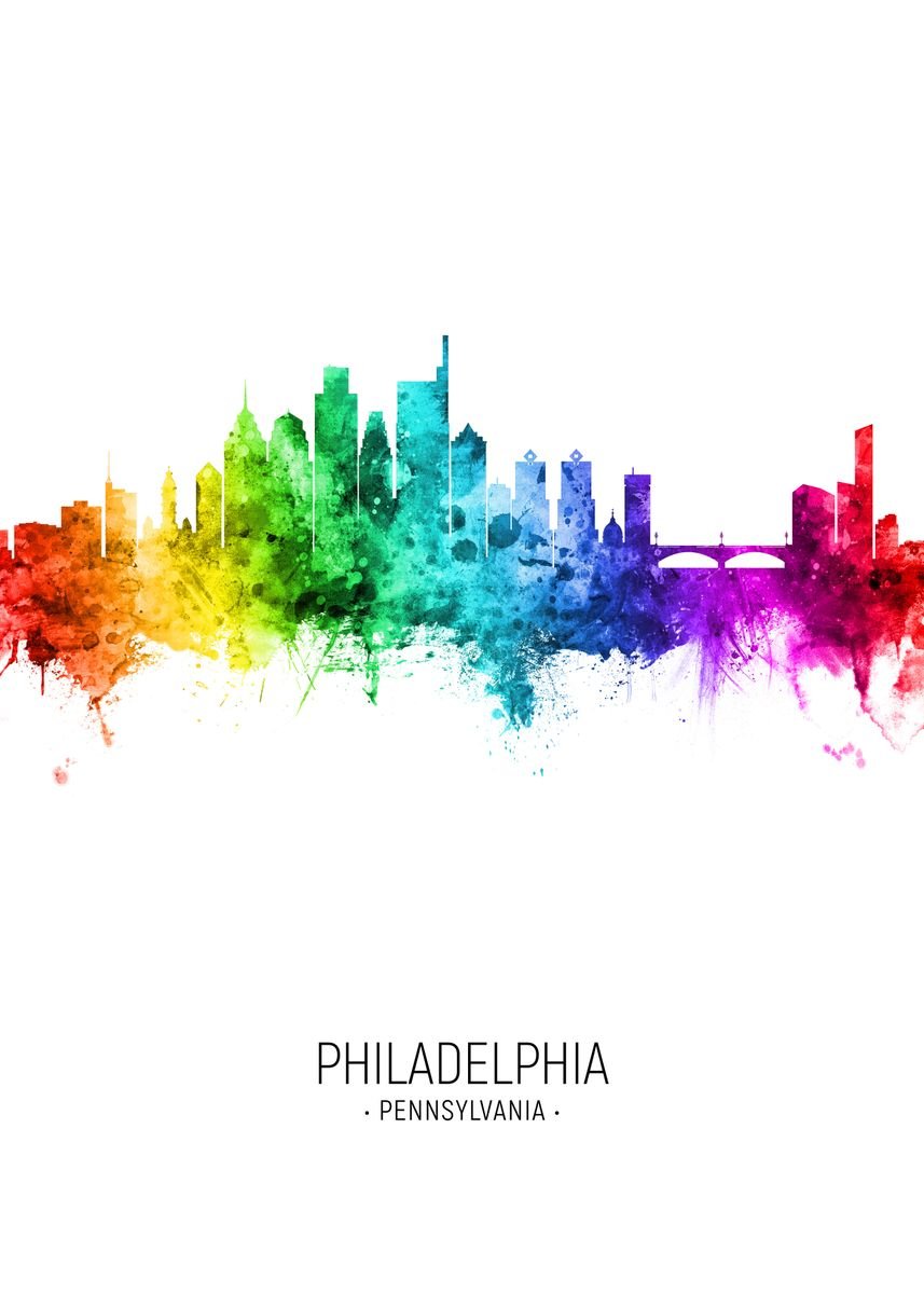 'Philadelphia Skyline' Poster, picture, metal print, paint by Michael ...