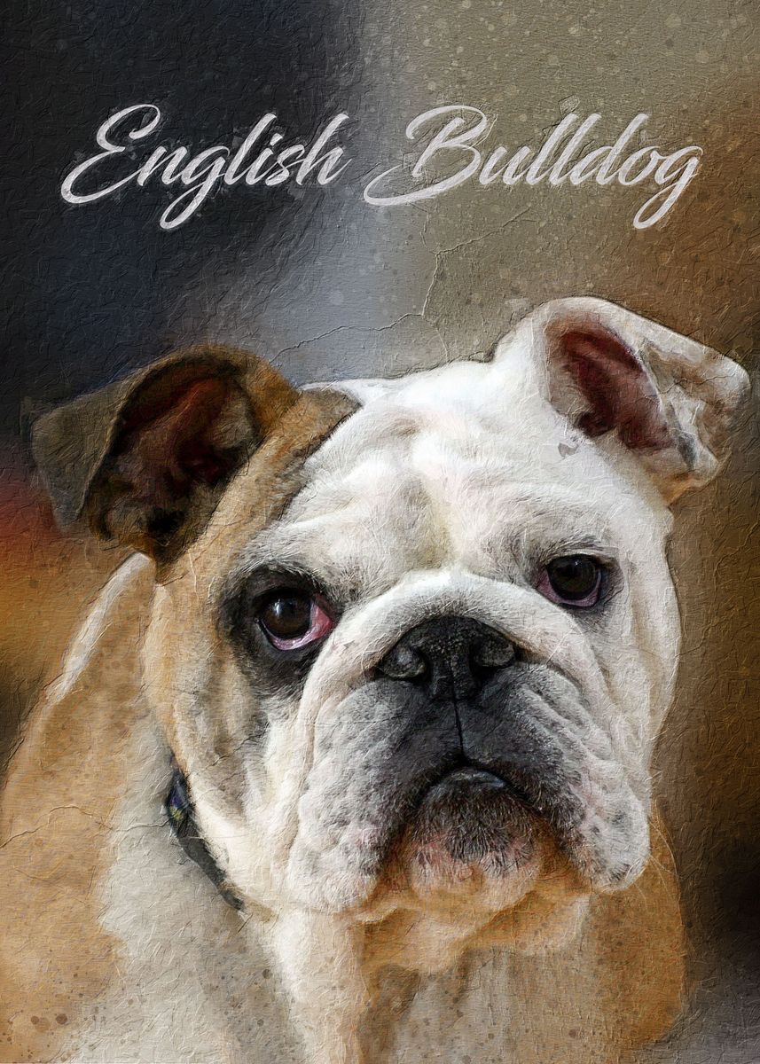 'English Bulldog' Poster, picture, metal print, paint by Kitty Kit ...