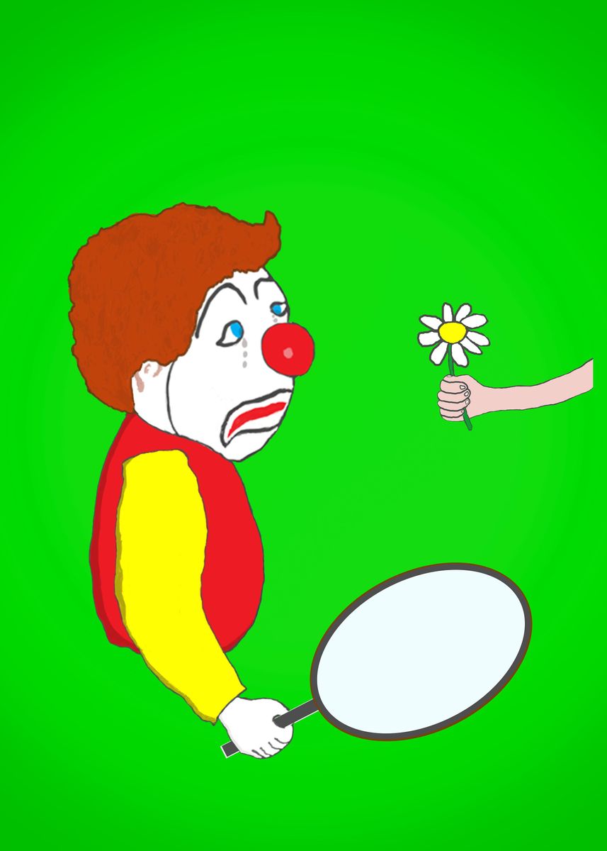 'The Clown and the Flower' Poster, picture, metal print, paint by ...