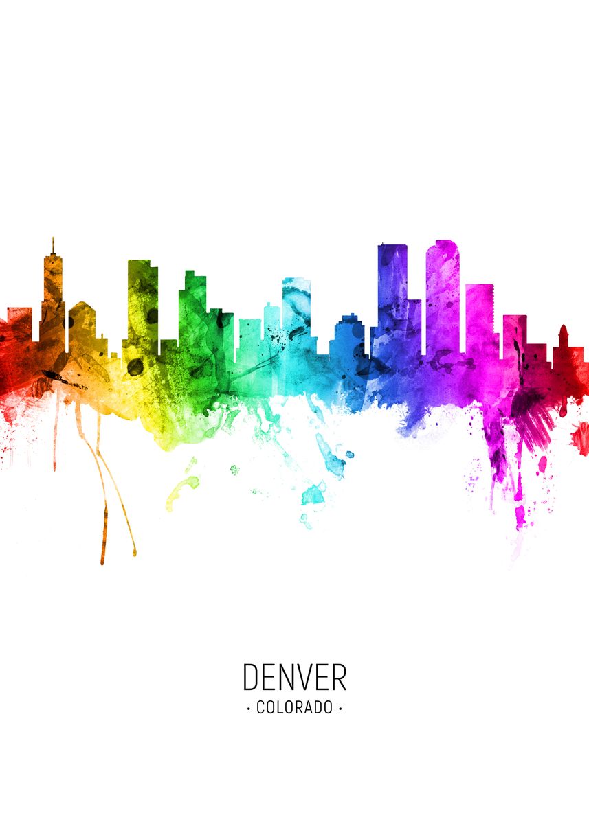 'Denver Colorado Skyline' Poster, picture, metal print, paint by ...