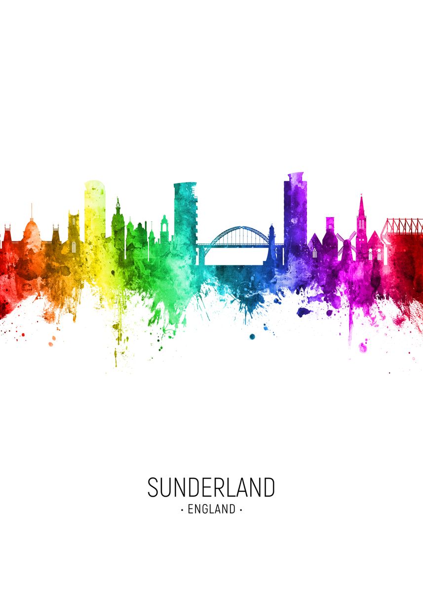 'Sunderland England Skyline' Poster by Michael Tompsett | Displate
