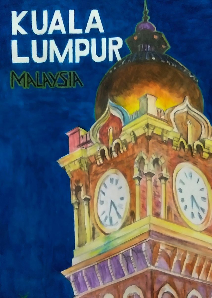 'KL Clock tower' Poster, picture, metal print, paint by sayd54 | Displate