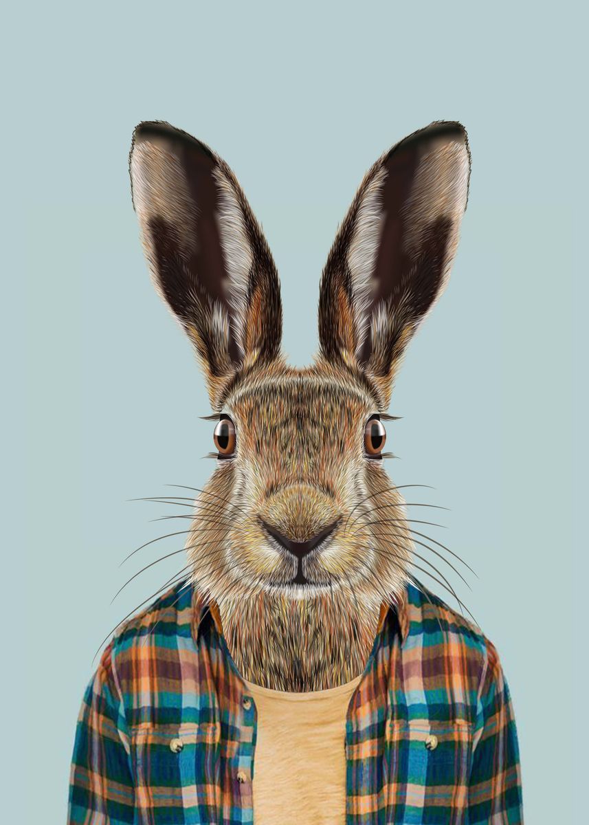 'cute rabbit portrait' Poster, picture, metal print, paint by uwears ...