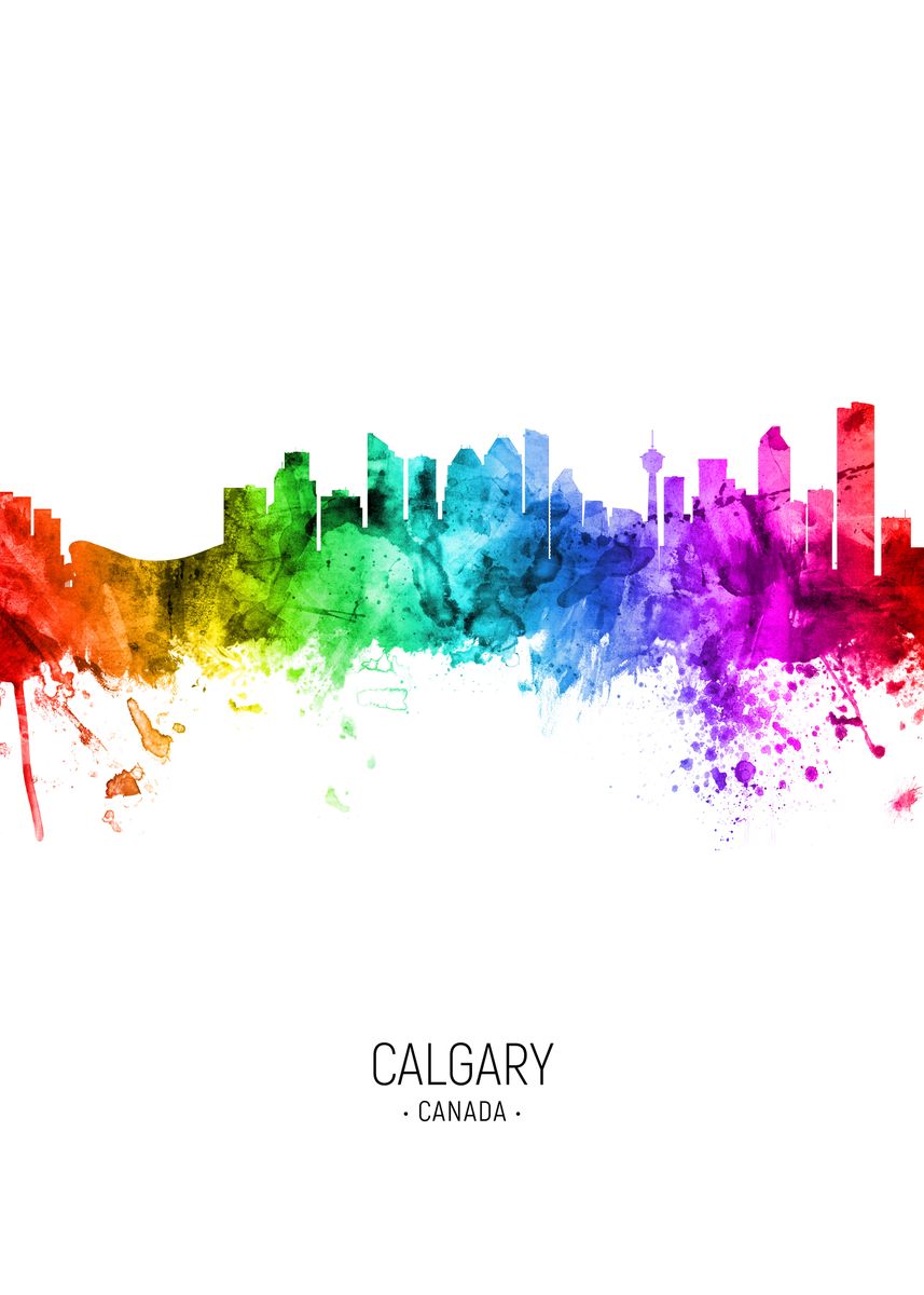 'Calgary Canada Skyline' Poster, picture, metal print, paint by Michael ...