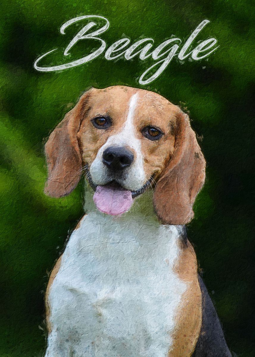 'Beagle dog' Poster, picture, metal print, paint by Kitty Kit | Displate
