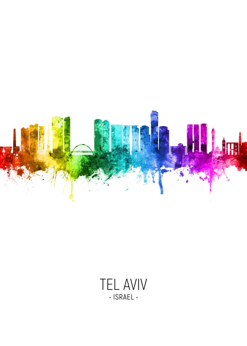 'Tel Aviv Israel Skyline' Poster by Michael Tompsett | Displate