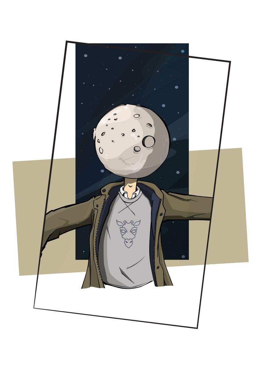 'Moonman' Poster, picture, metal print, paint by Brash | Displate