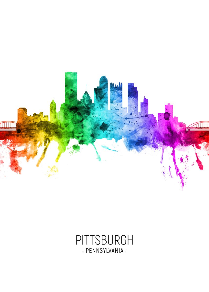 'Pittsburgh Skyline' Poster, picture, metal print, paint by Michael ...