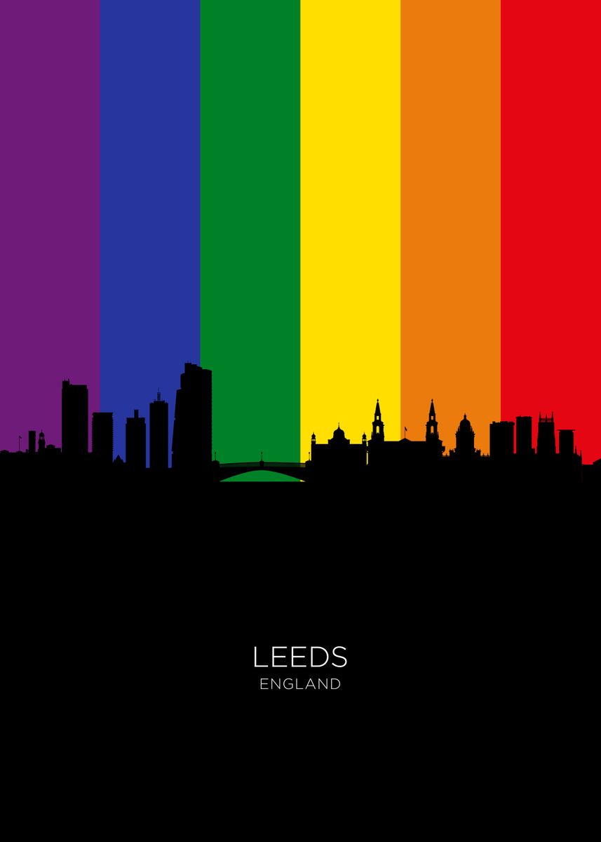 'Leeds England Skyline' Poster, picture, metal print, paint by Michael ...