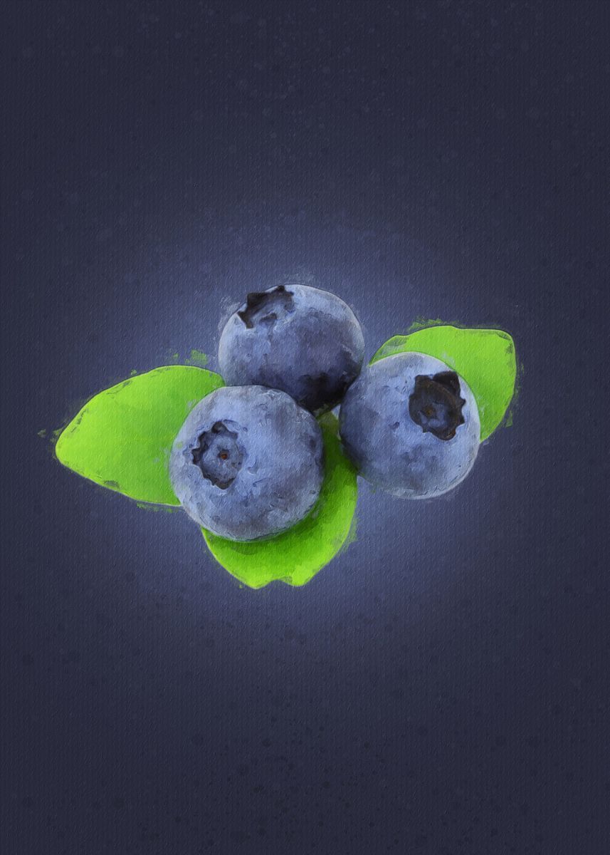 'Blueberry' Poster, picture, metal print, paint by Kitty Kit | Displate