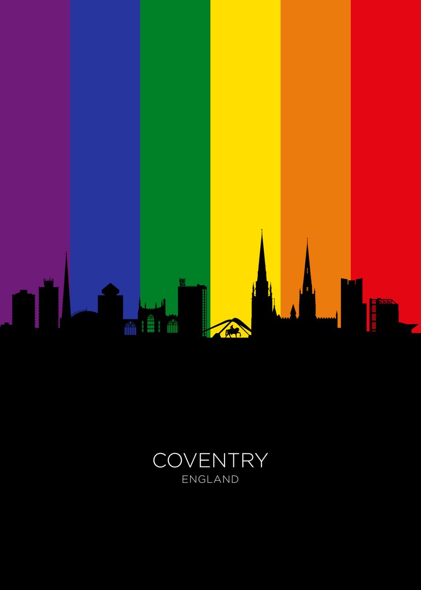 'Coventry England Skyline' Poster, picture, metal print, paint by ...