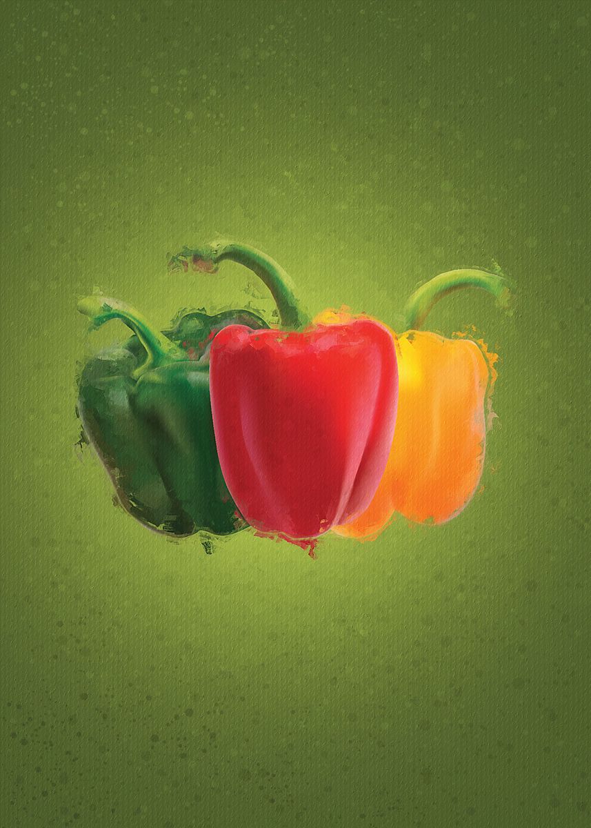 'Bell Pepper' Poster, picture, metal print, paint by Kitty Kit | Displate
