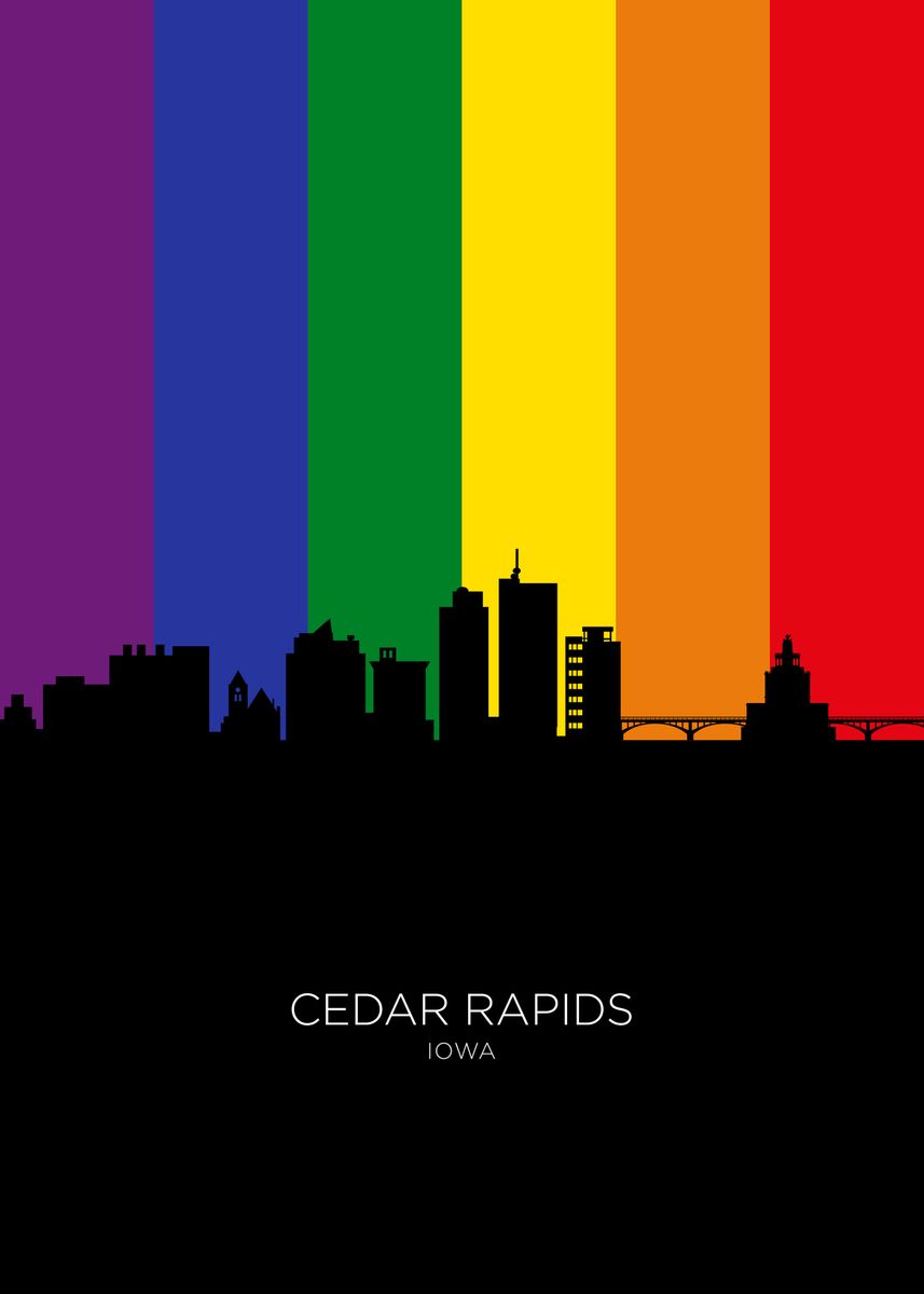 'Cedar Rapids Iowa Skyline' Poster by Michael Tompsett | Displate