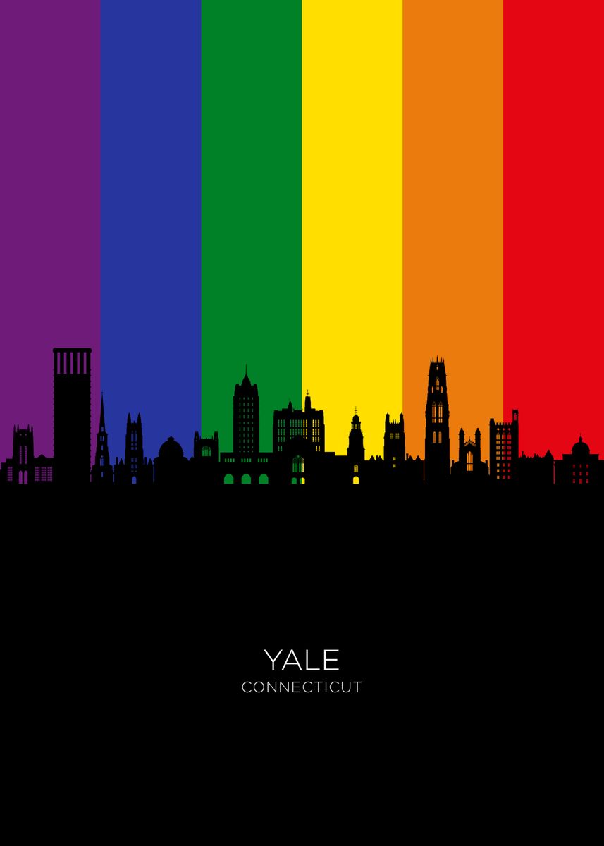 'Yale Connecticut Skyline' Poster by Michael Tompsett | Displate